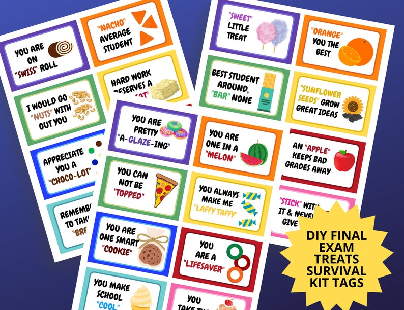 Final Exam Treat Cards: Student Test-taking Kit (printable PDF) - Etsy