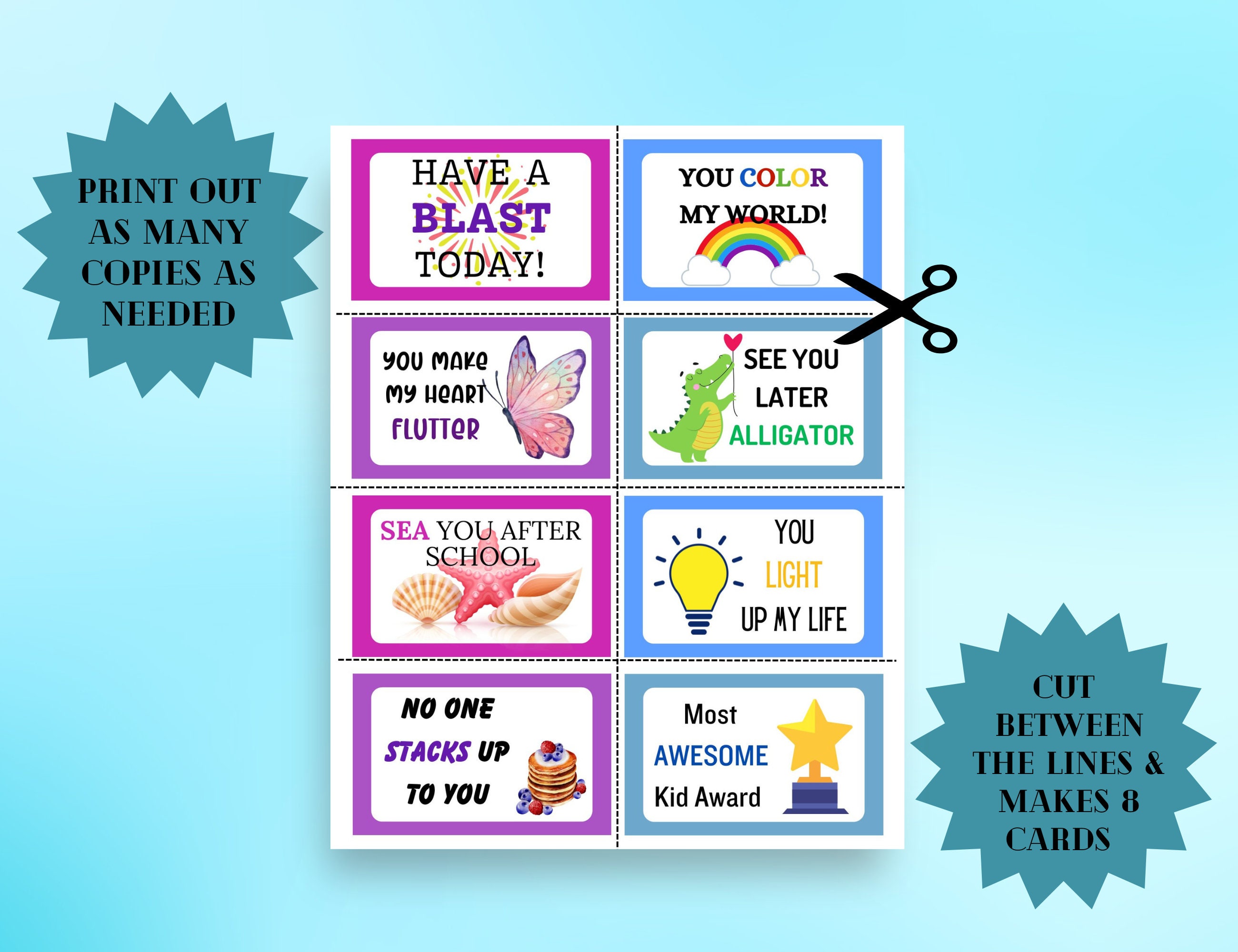 Lunch Box Printable Notes for Kids, Back to School Printable Notes ...
