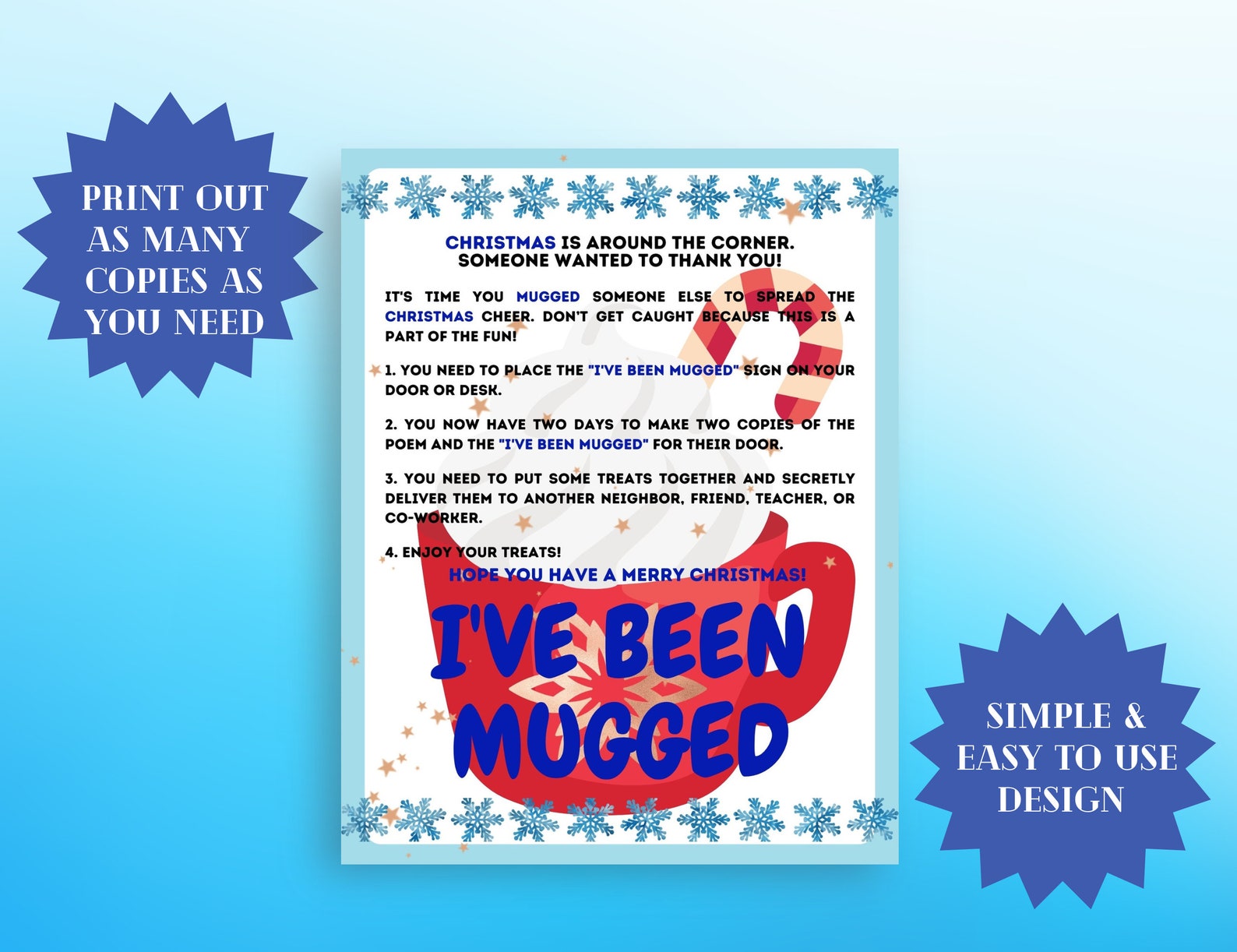 You've Been Mugged Game Printable, We've Been Mugged, Christmas Kit ...