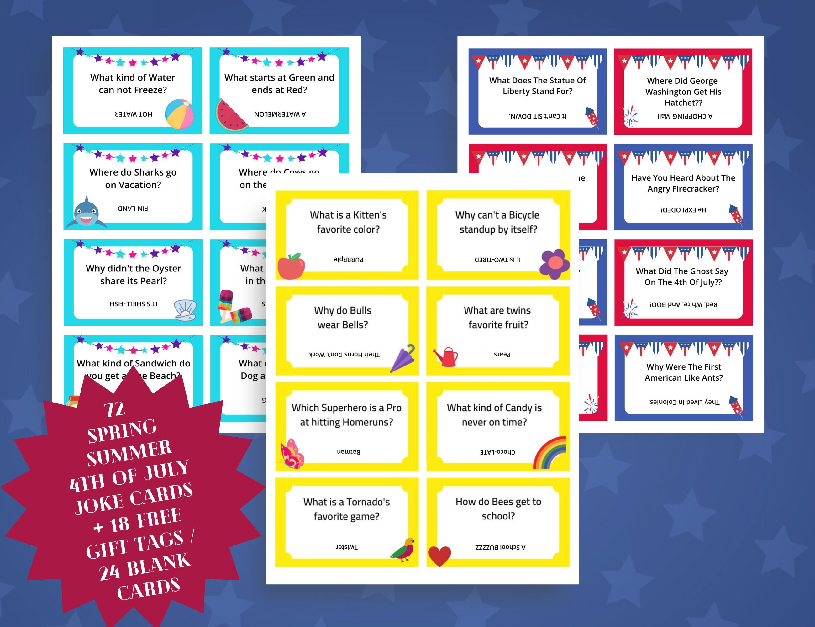 Spring, Summer, and 4th of July Lunchbox Joke Card Printables, Lunchbox ...