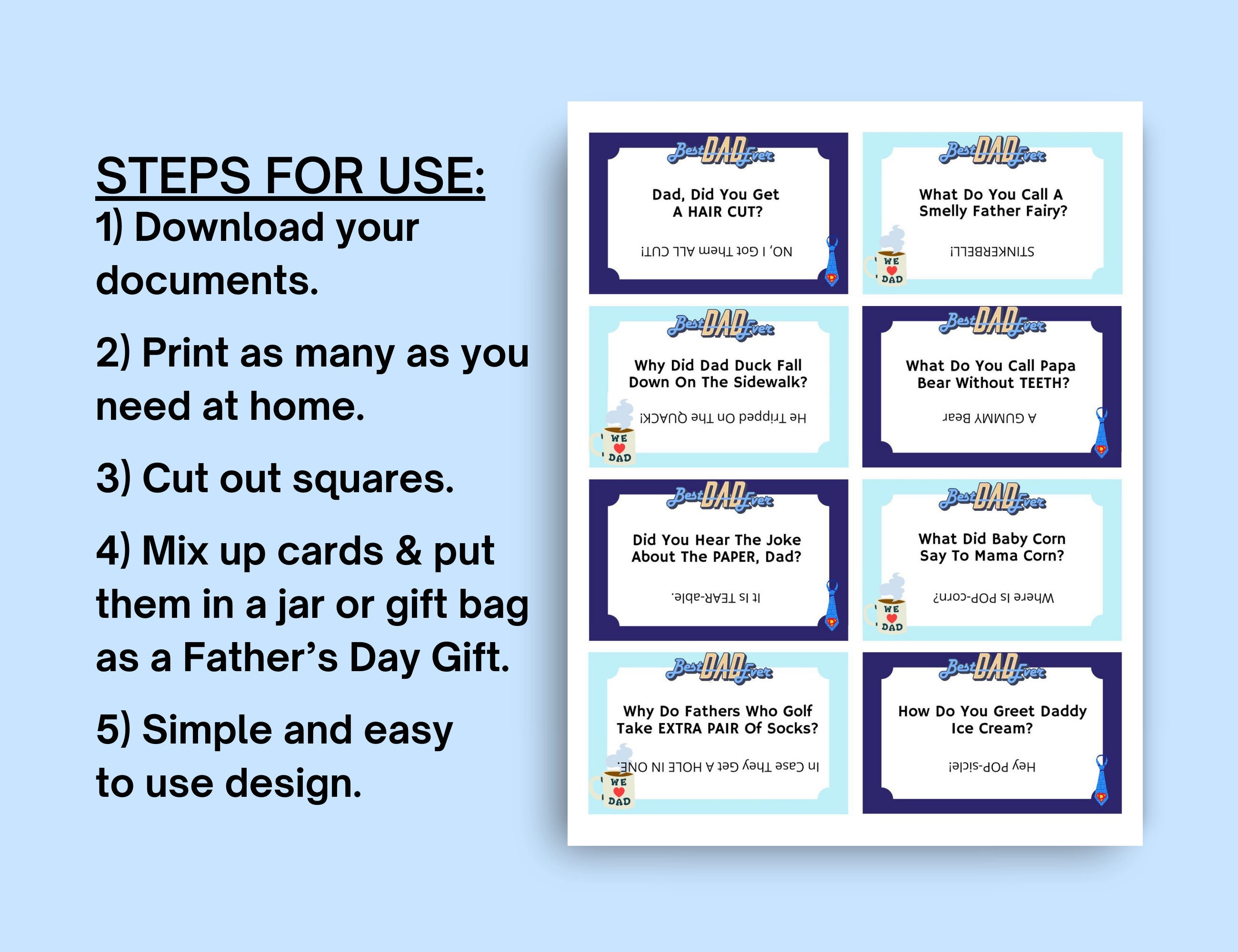 Father's Day Joke Cards #1, Lunchbox Note Cards, Dad's Day Printable ...