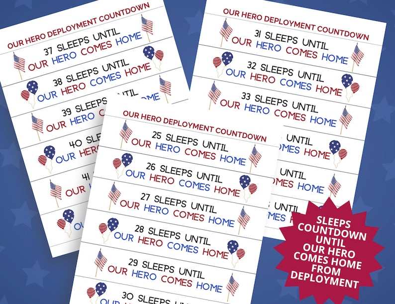 Military Hero Homecoming Countdown Chain: Our Hero Deployment Sleep ...