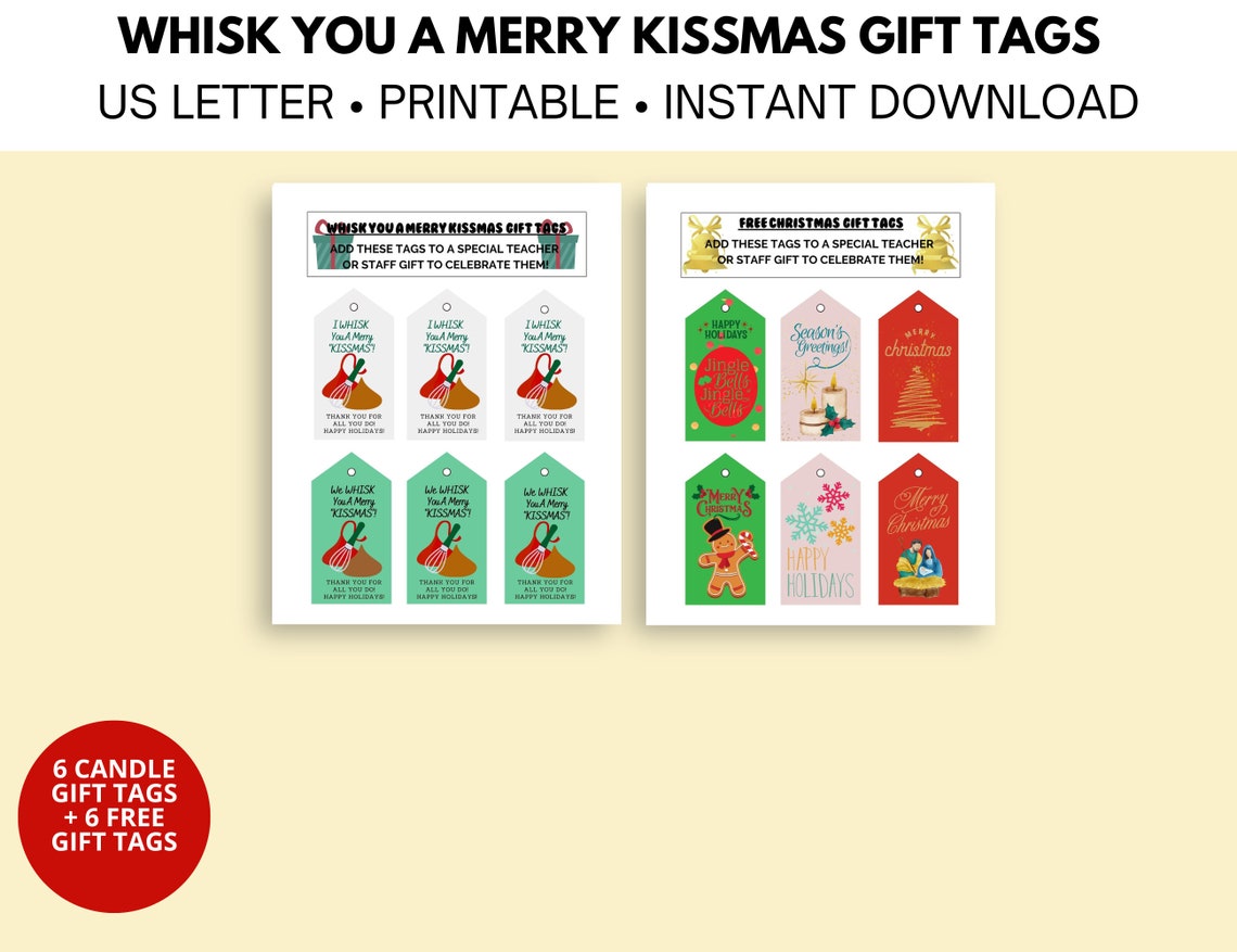 WHISK You a Merry KISSMAS Christmas Gift Tags for Teachers - Etsy