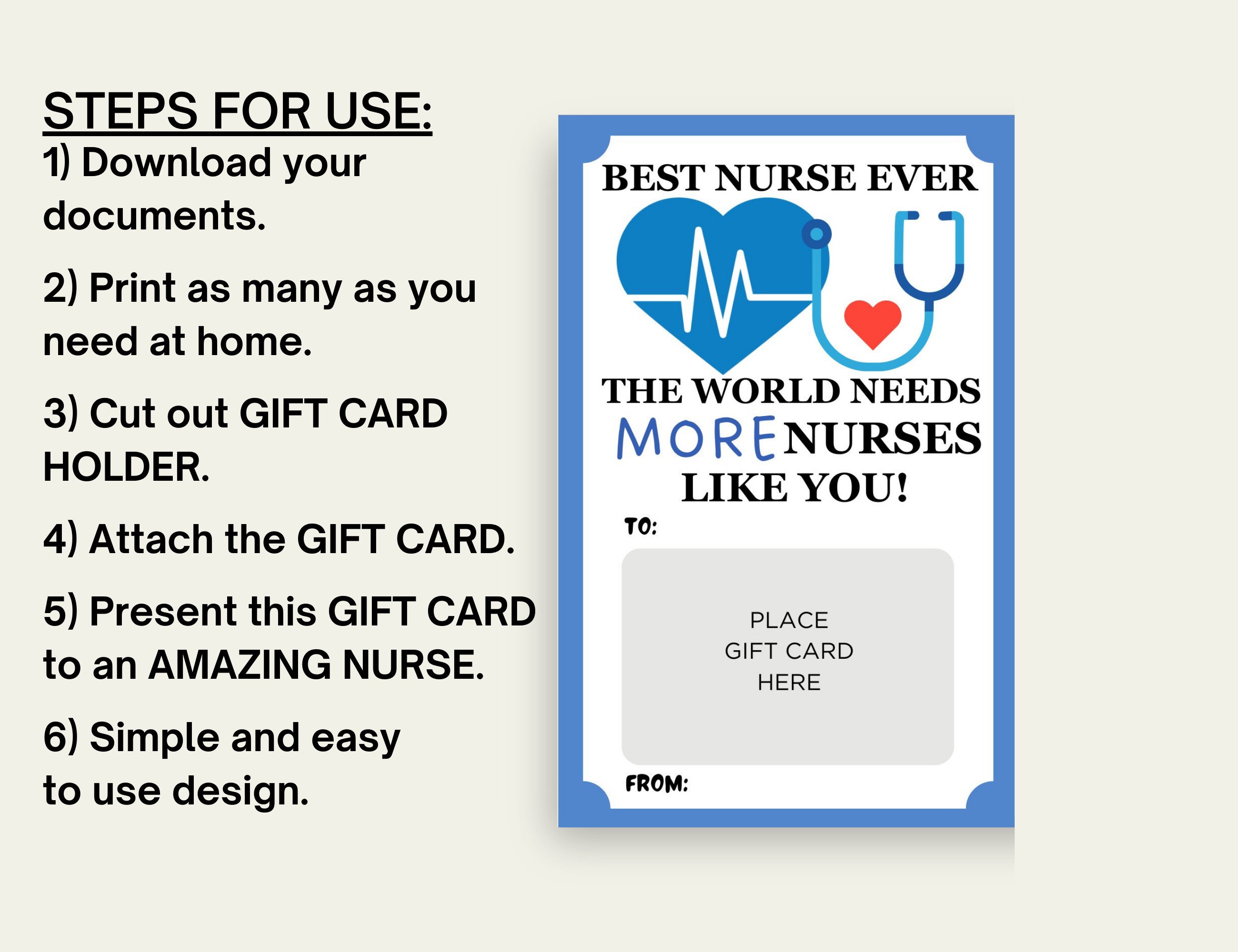 Nurse Gift Card Holder, Nurse Week Appreciation, Printable Gift for ...
