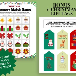 Christmas Memory Match Game, Printable for Classrooms and Parties With ...
