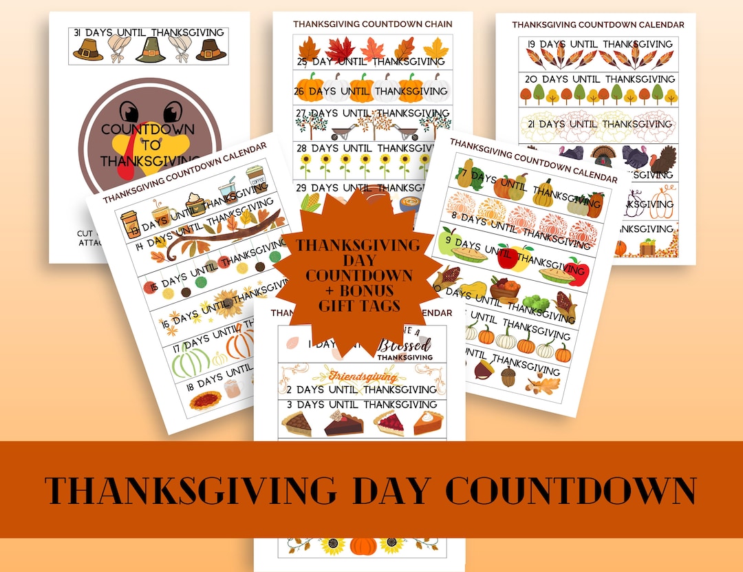 Thanksgiving Countdown Paper Chain: DIY Printable + Gift Tags (PDF) - Etsy