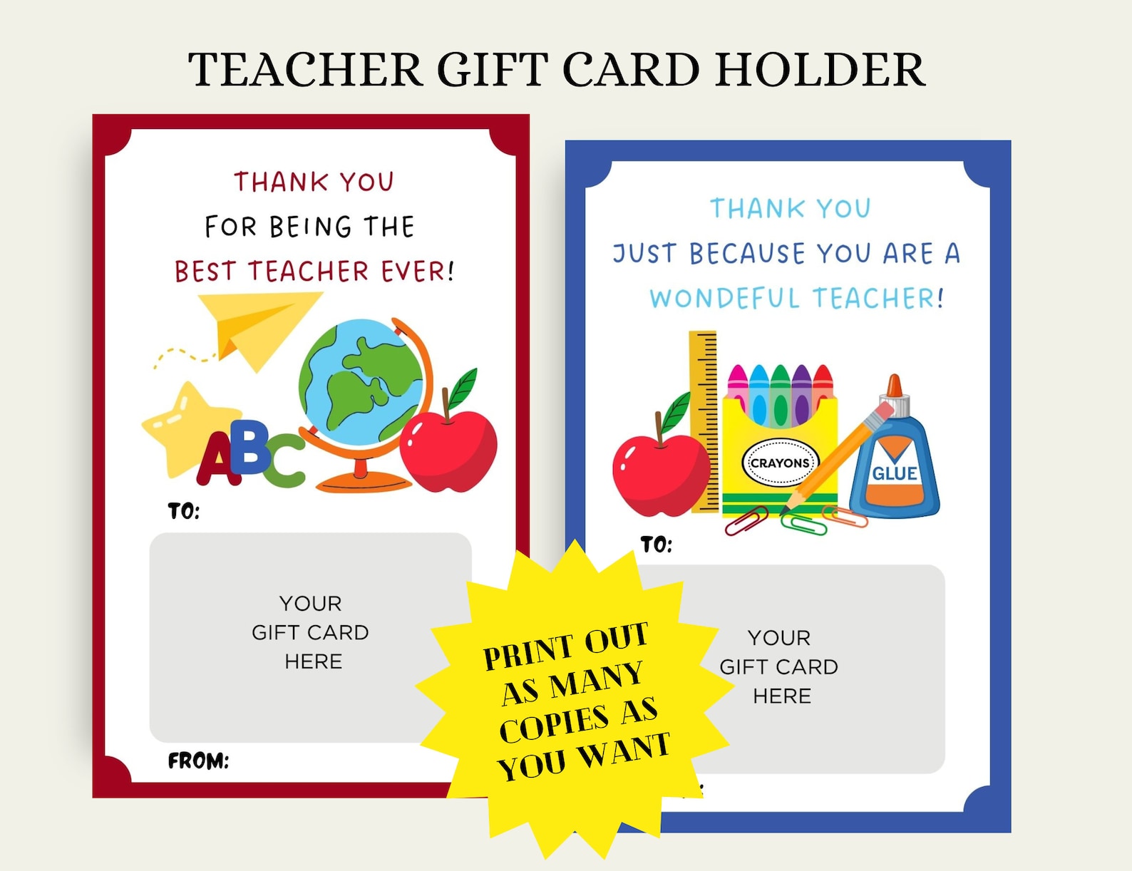 Teacher Appreciation Gift Card Holder, Gift Card for Staff Appreciation ...
