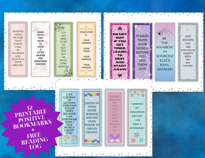 12 Printable Positive Affirmation Bookmarks for Teenagers, Booklovers ...