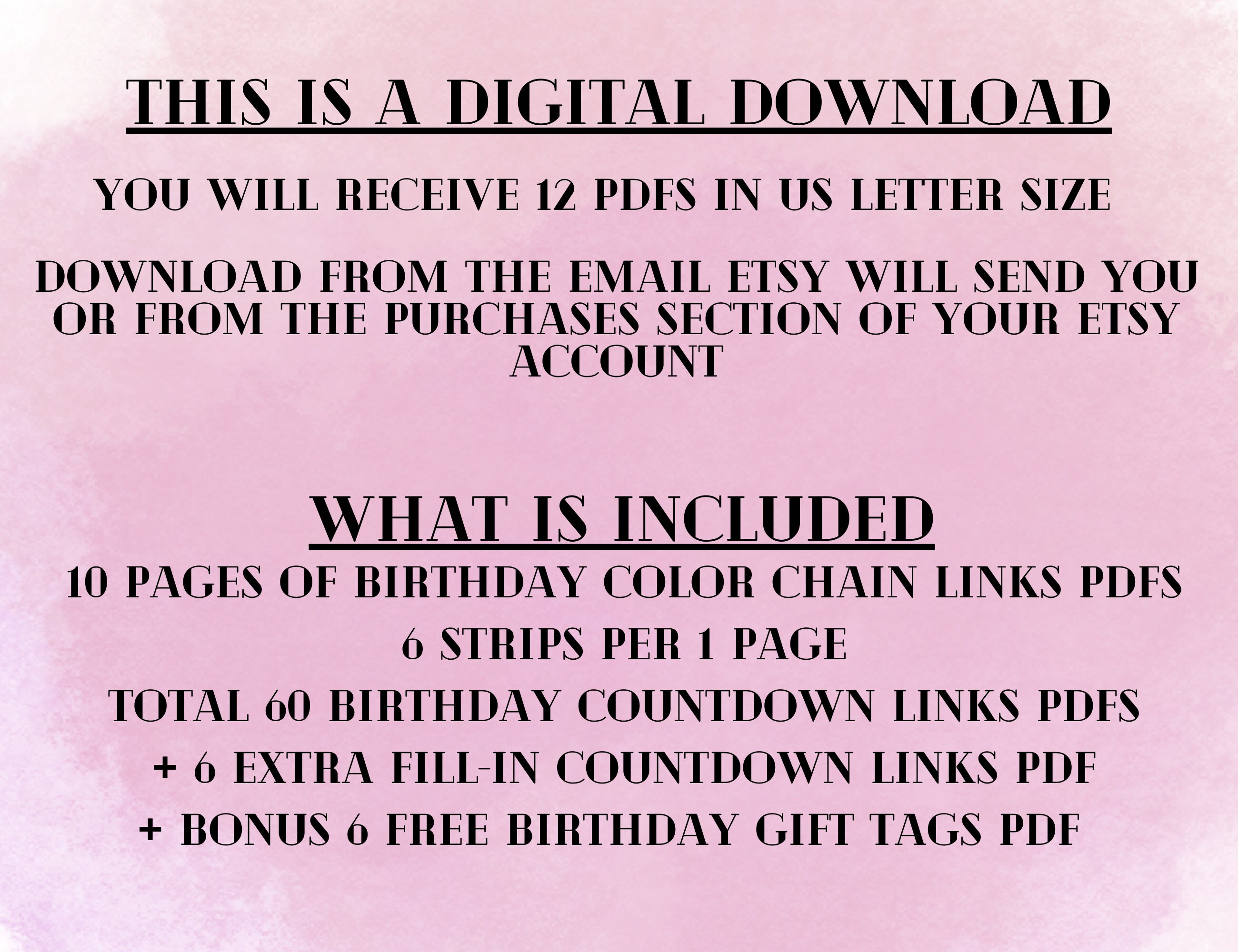 Birthday Color Countdown, Paper Chain Countdown, DIY Printable Color ...