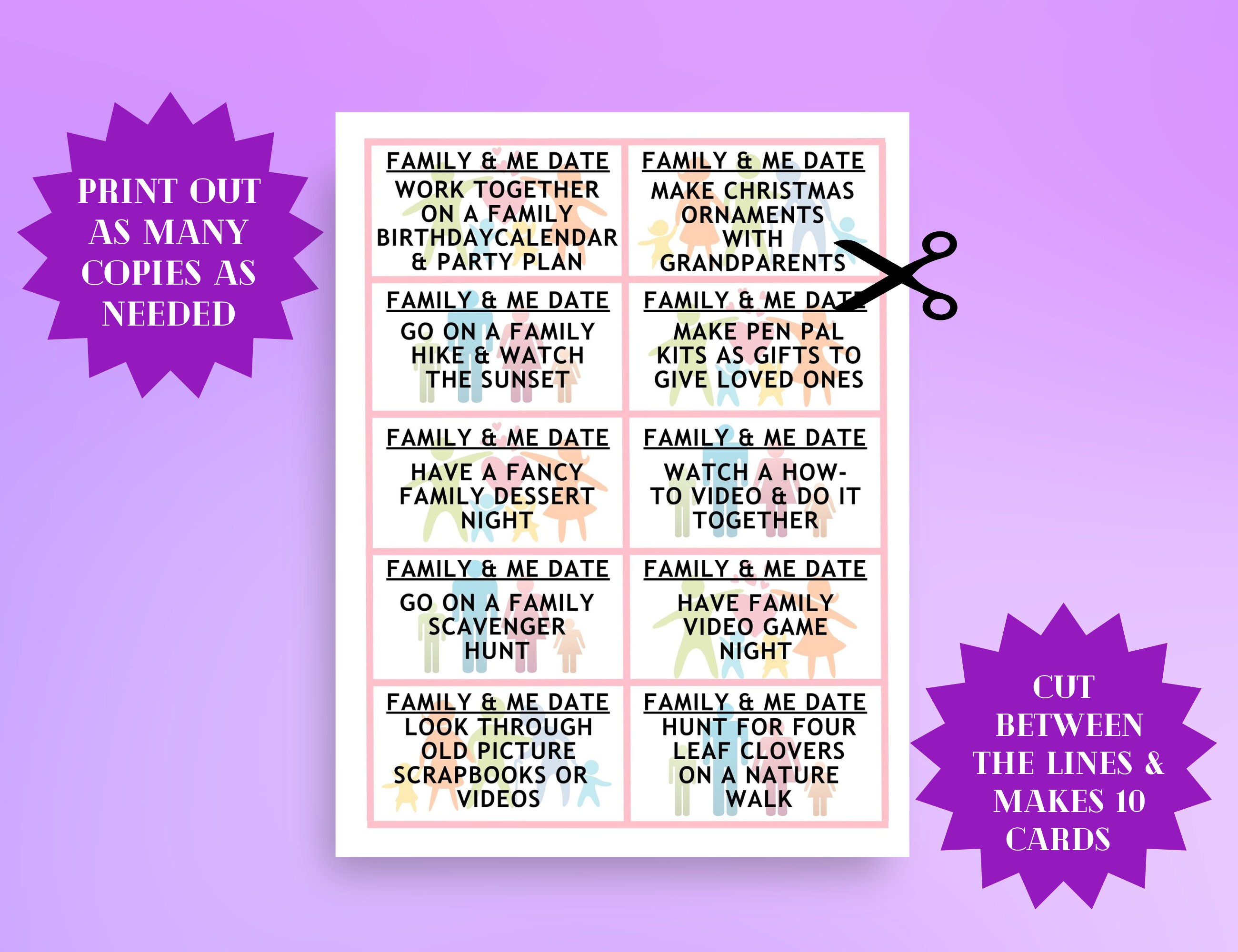 Family Date Night Cards: 60 Activity Coupons + Bonus Tags (printable ...
