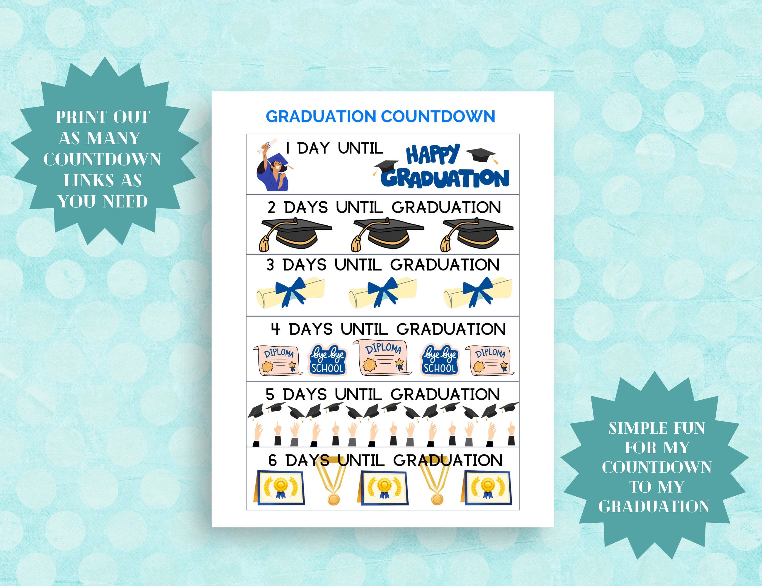 Graduation Calendar Countdown, DYI Chain Printable for Countdown to ...