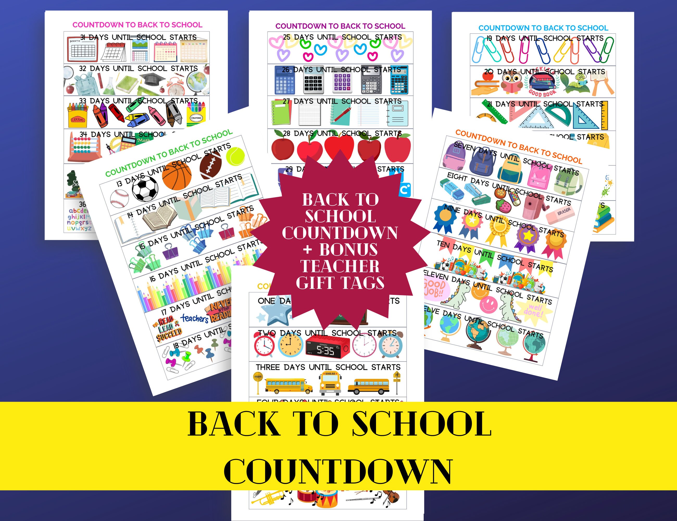 Back to School Kids Calendar Countdown, DYI Chain Printable for ...