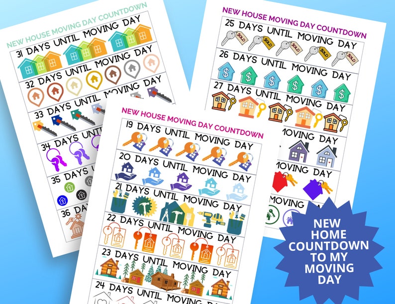 New Home Printable Countdown, Moving Day Countdown, We're Buying a ...