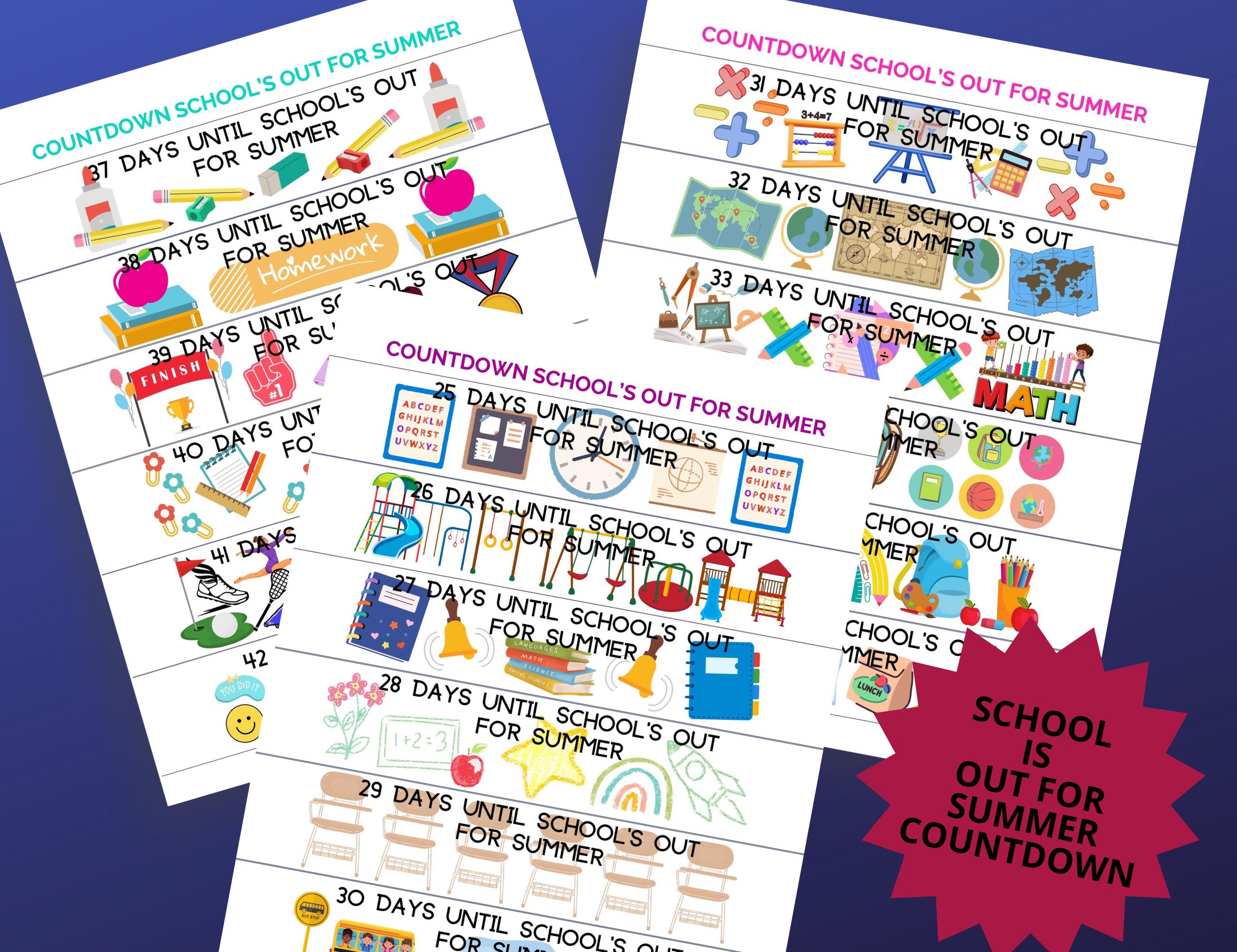 School's Out Summer Countdown Chain: DIY Printable + Teacher Gift Tags ...