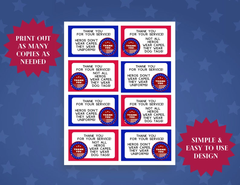 Patriotic Thank You Cards for Military & Veterans (digital Download) - Etsy