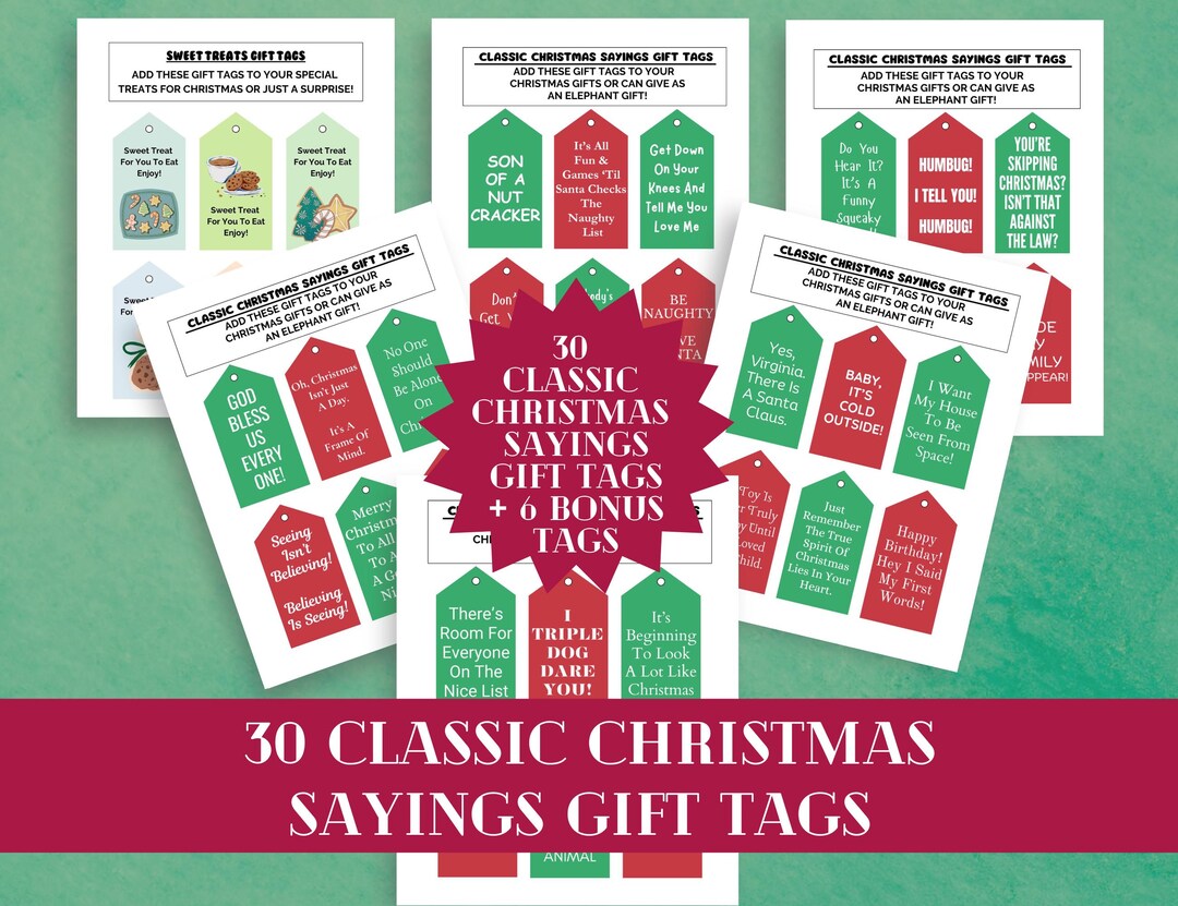 Christmas Sayings Gift Tags for Classic People: Classic Designs ...