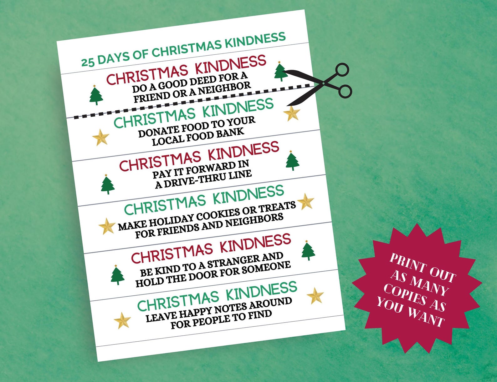 Christmas Kindness Countdown Chain: 25 Days Printable (DIGITAL DOWNLOAD ...