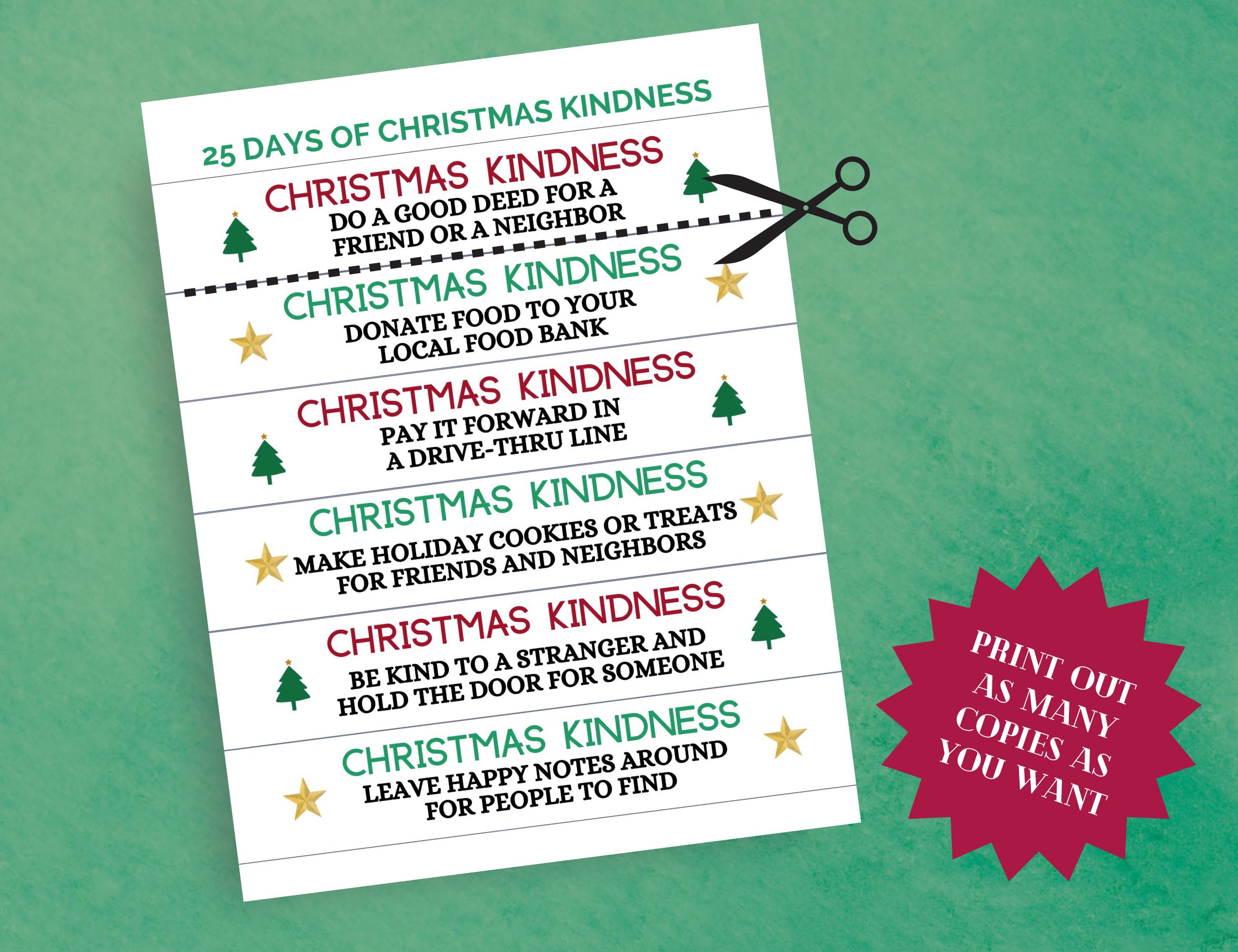 Christmas Kindness Countdown Chain: 25 Days Printable (DIGITAL DOWNLOAD ...