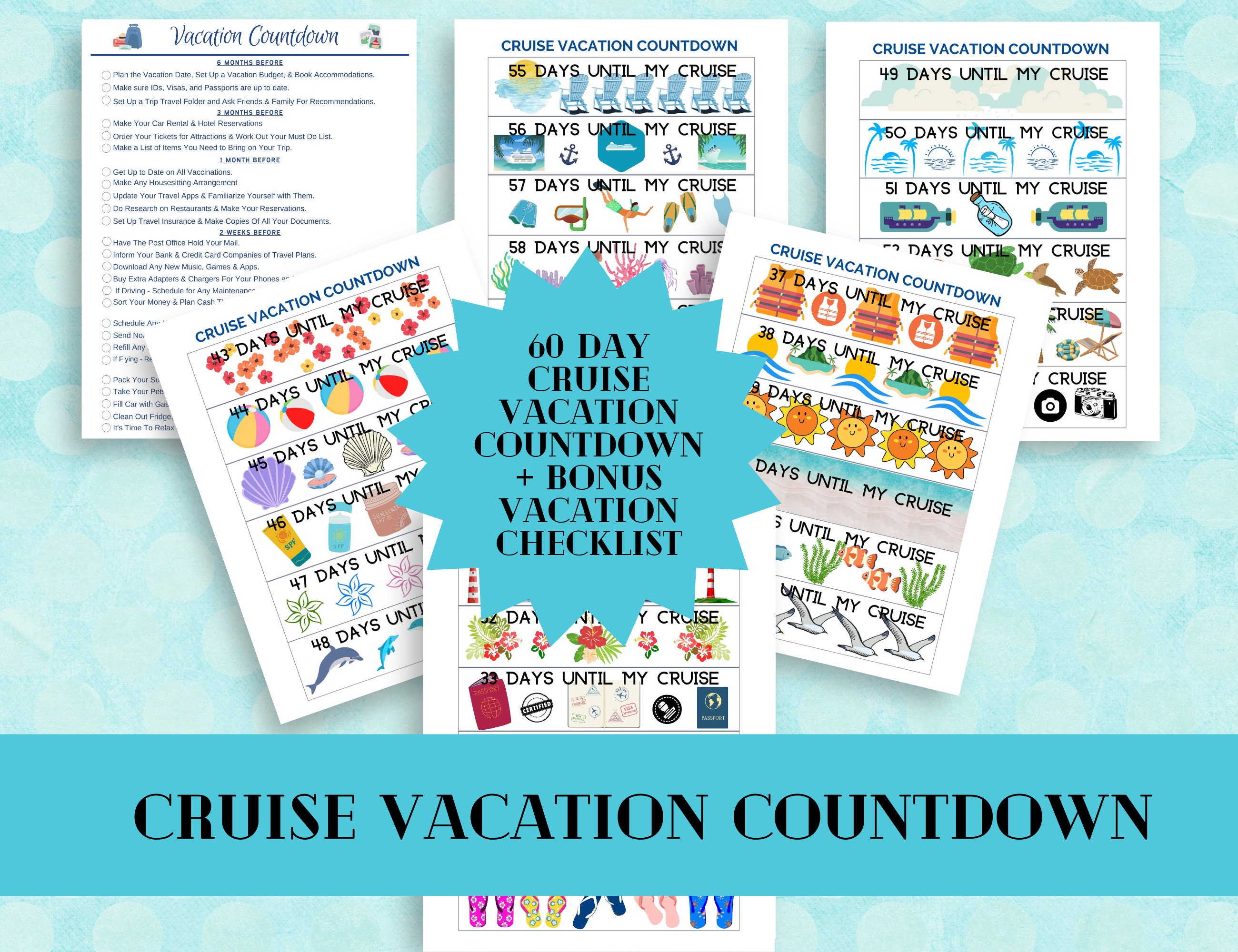 Cruise Vacation Countdown Paper Chain & Checklist, Digital Printables ...
