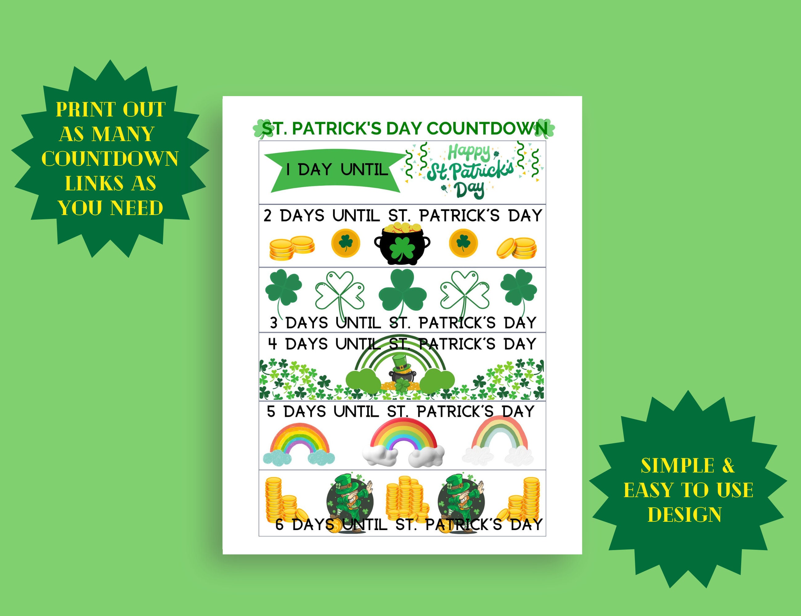 ST. PATRICK'S Day Countdown, Paper Chain Countdown, DIY Printable Paper ...