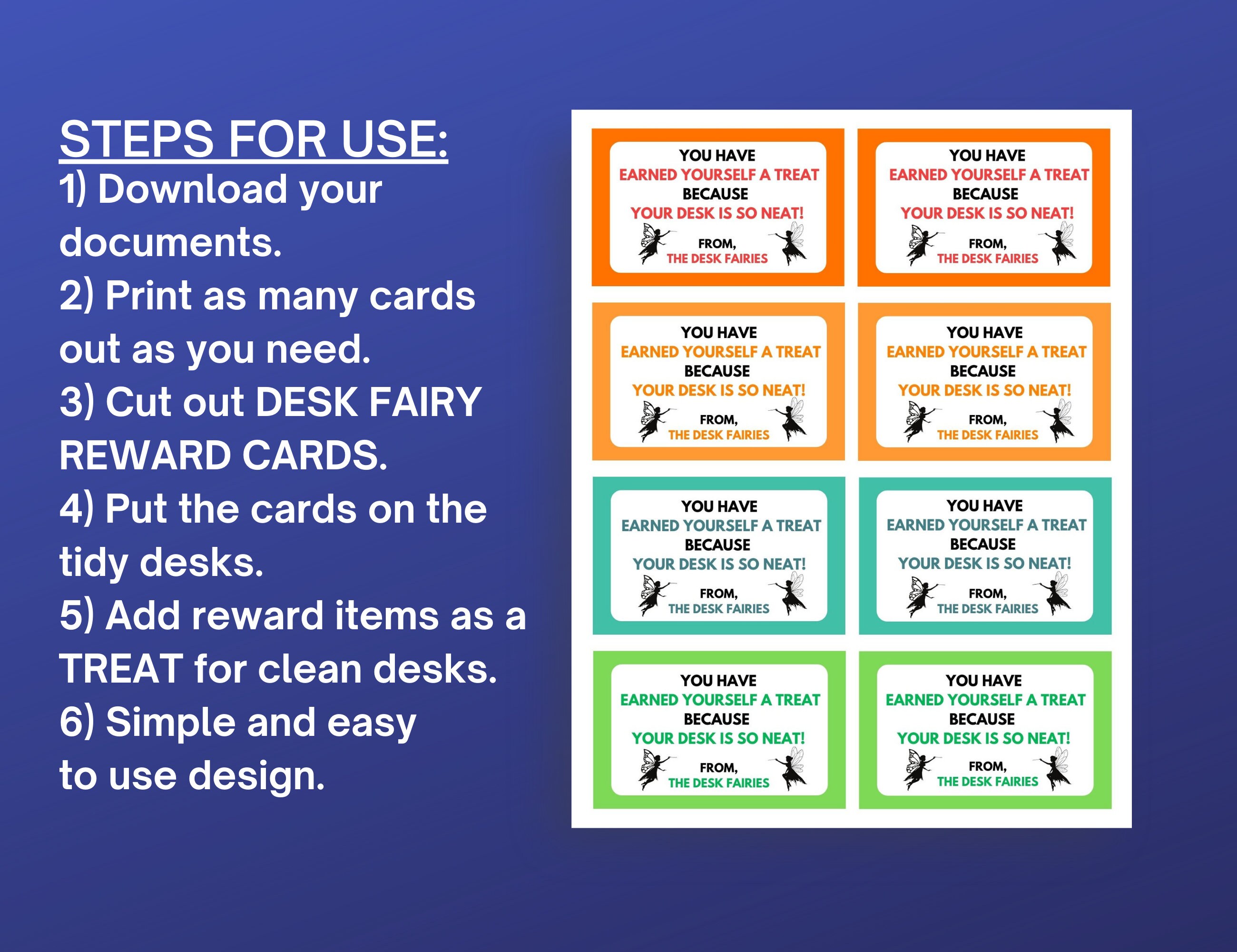 Desk Fairy Reward Notes, Desk Fairy Printable Treat Cards, Desk Fairies ...