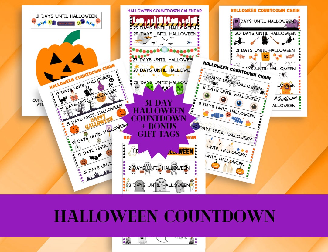 Halloween Countdown, Paper Chain Countdown, DIY Printable Paper Chain ...