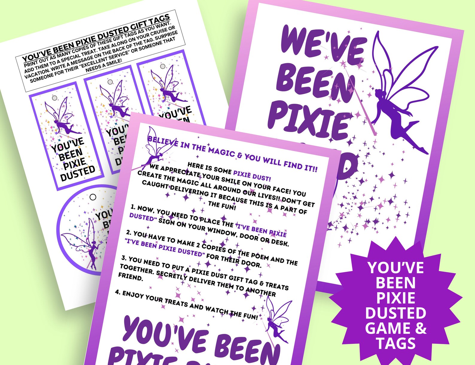 Pixie Dusted Cruise Vacation Tags: Printable DIY Gift Tags (PDF ...