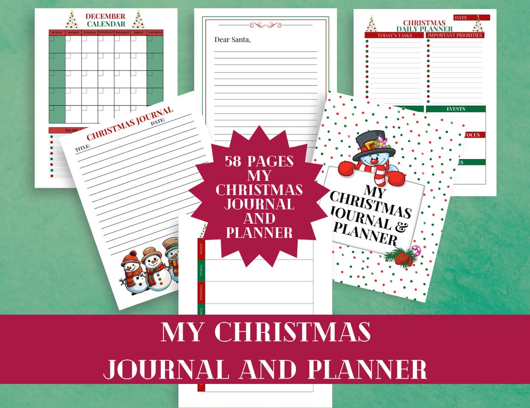 Printable Christmas Journal & Planner: Holiday Organizer (59 Pages ...