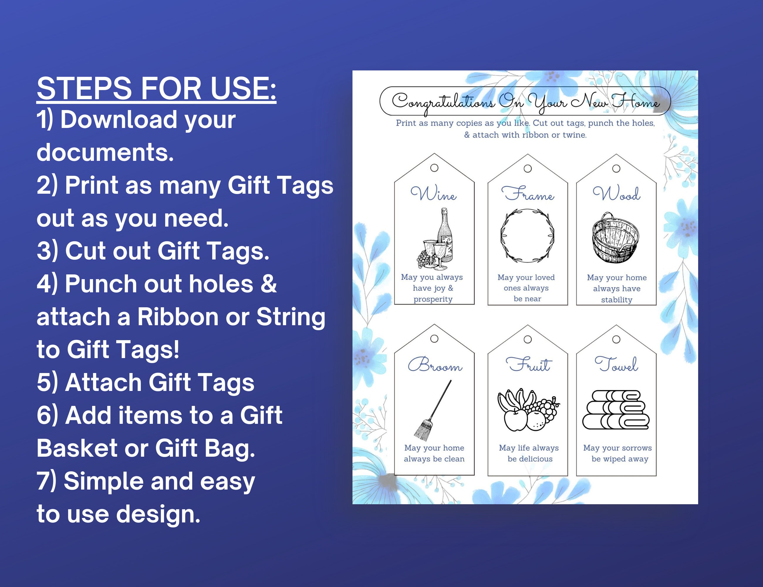 New Home Gift Tags: Printable Housewarming Basket Tags (digital ...