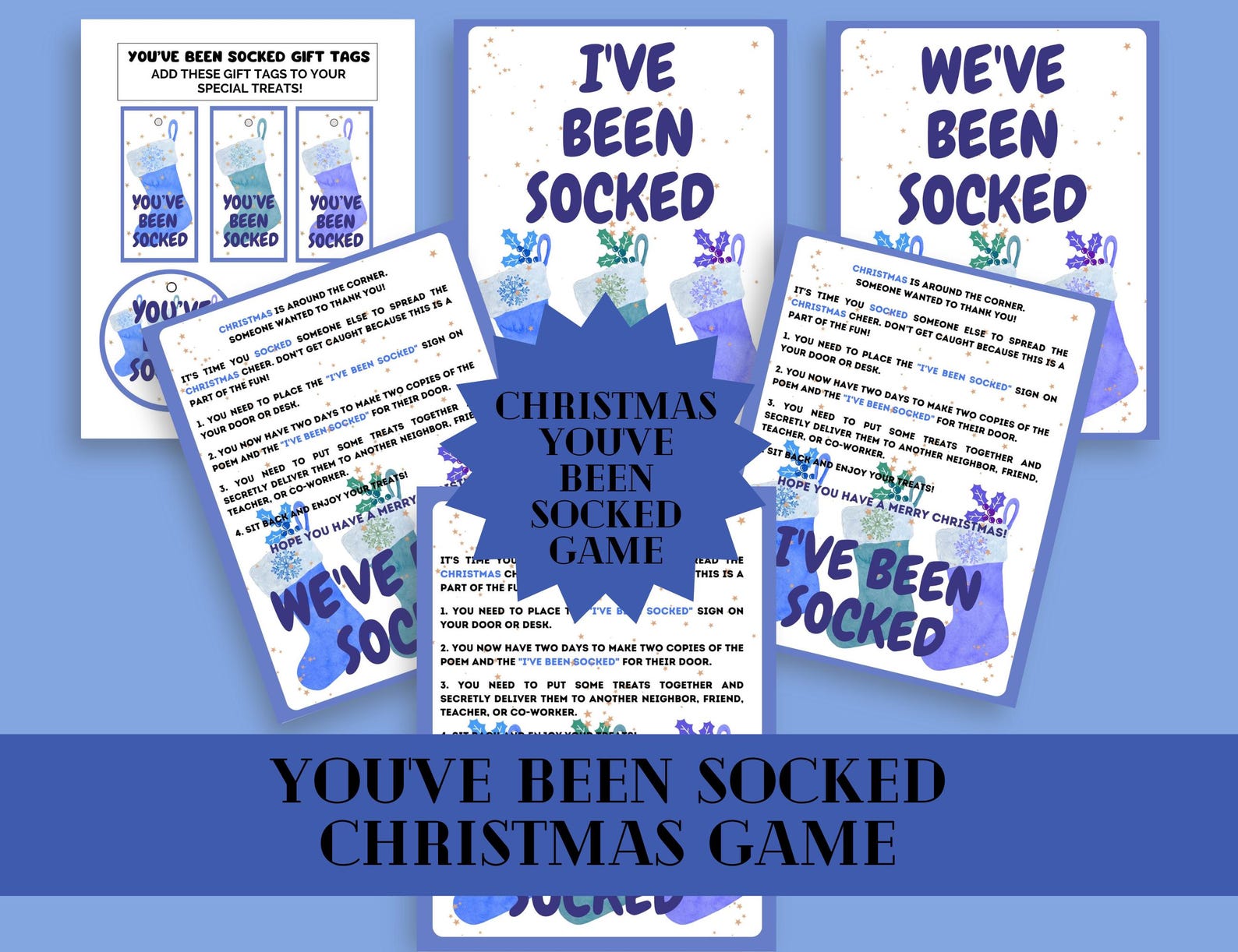 You've Been Socked Christmas Game: Printable Kit (PDF) - Etsy
