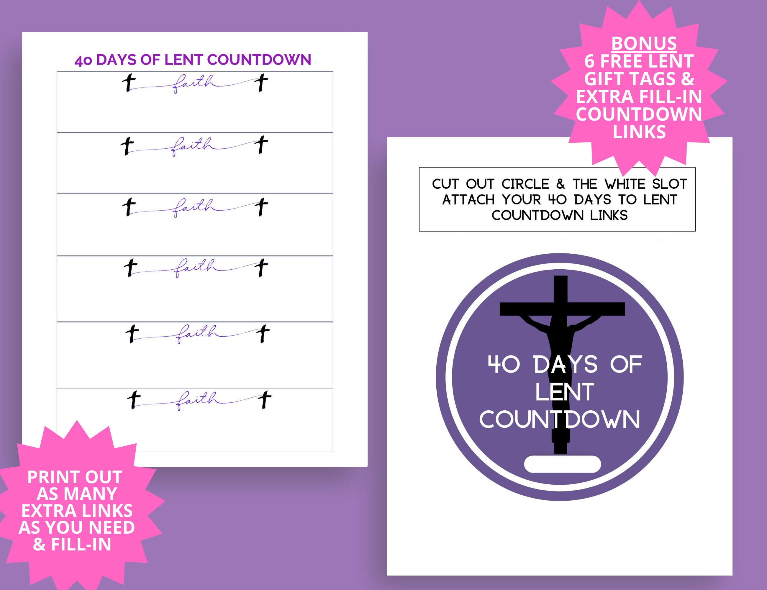 LENT 40 Day Countdown, DIY Printable Paper Chain, Family Lent Activity ...