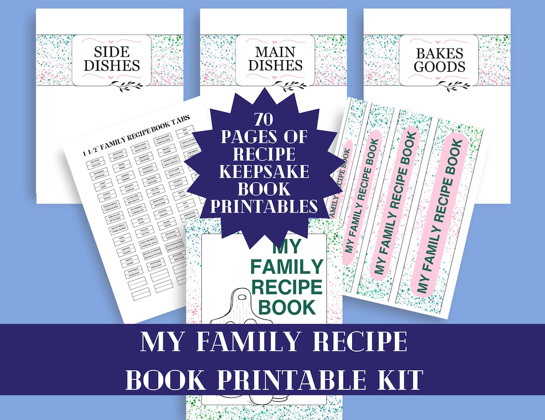 Family Recipe Book Kit: Printable Organizer, Dividers, Cards (digital ...