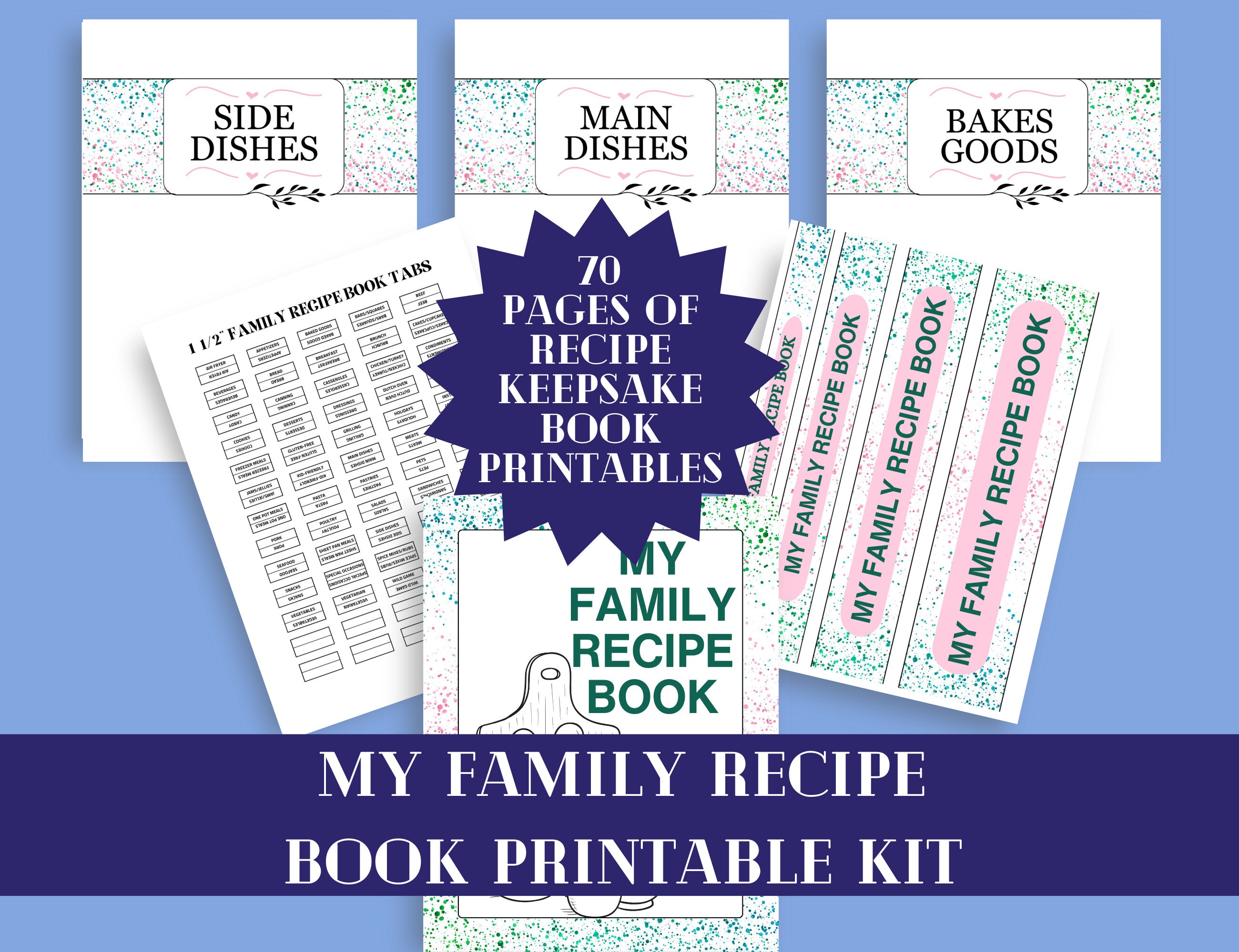 Family Recipe Book Kit: Printable Organizer, Dividers, Cards (digital ...