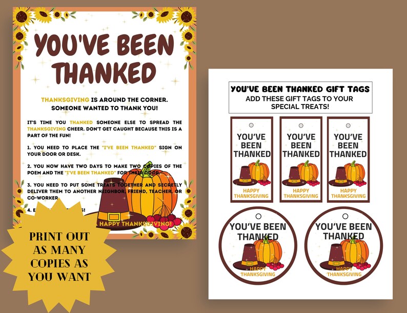 You've Been Thanked Game Printable, We've Been Thanked, Thanksgiving ...