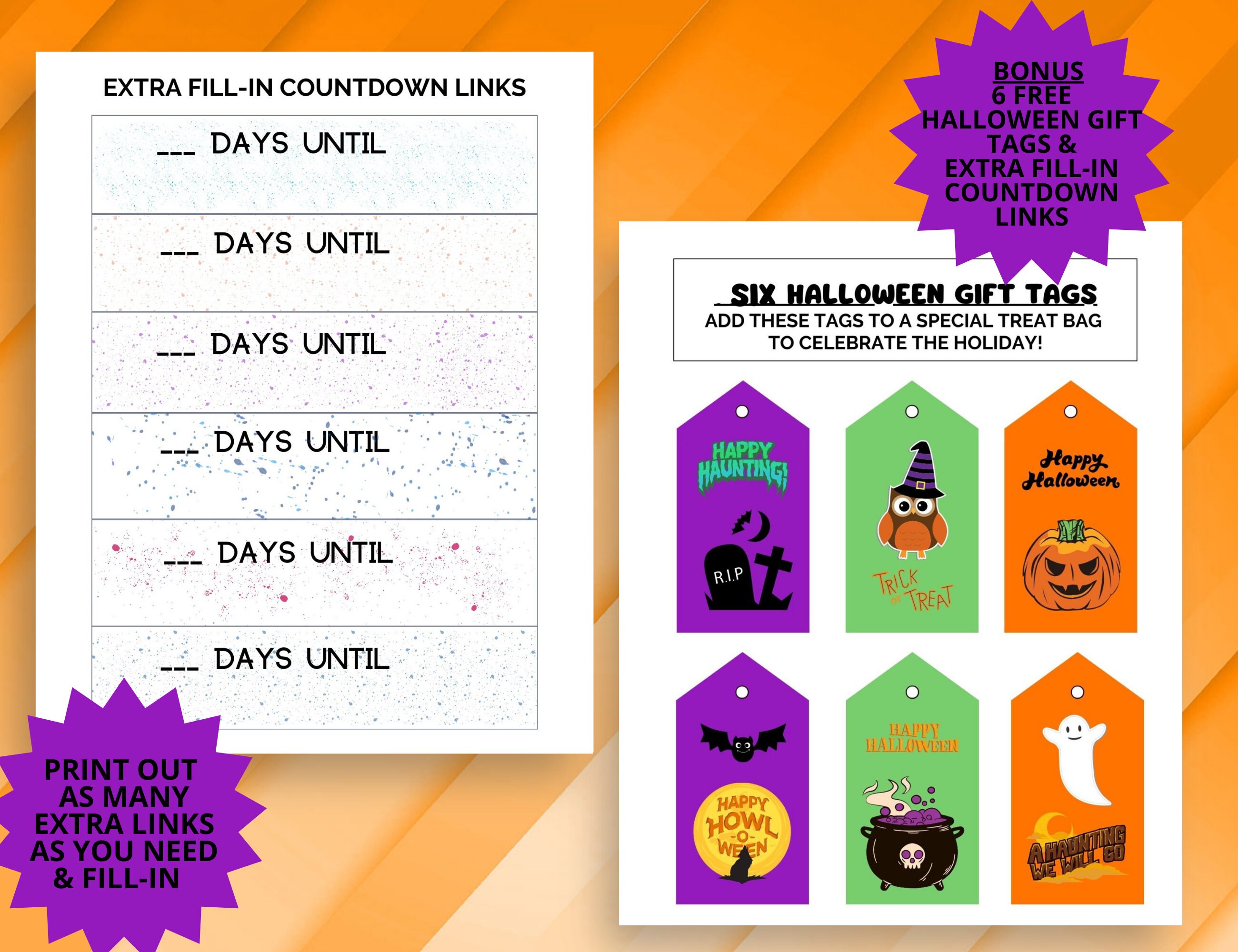 Halloween Countdown, Paper Chain Countdown, DIY Printable Paper Chain ...