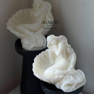 Mermaid Shell Candle – Handmade Soy Candle With Sleeping Mermaid in ...