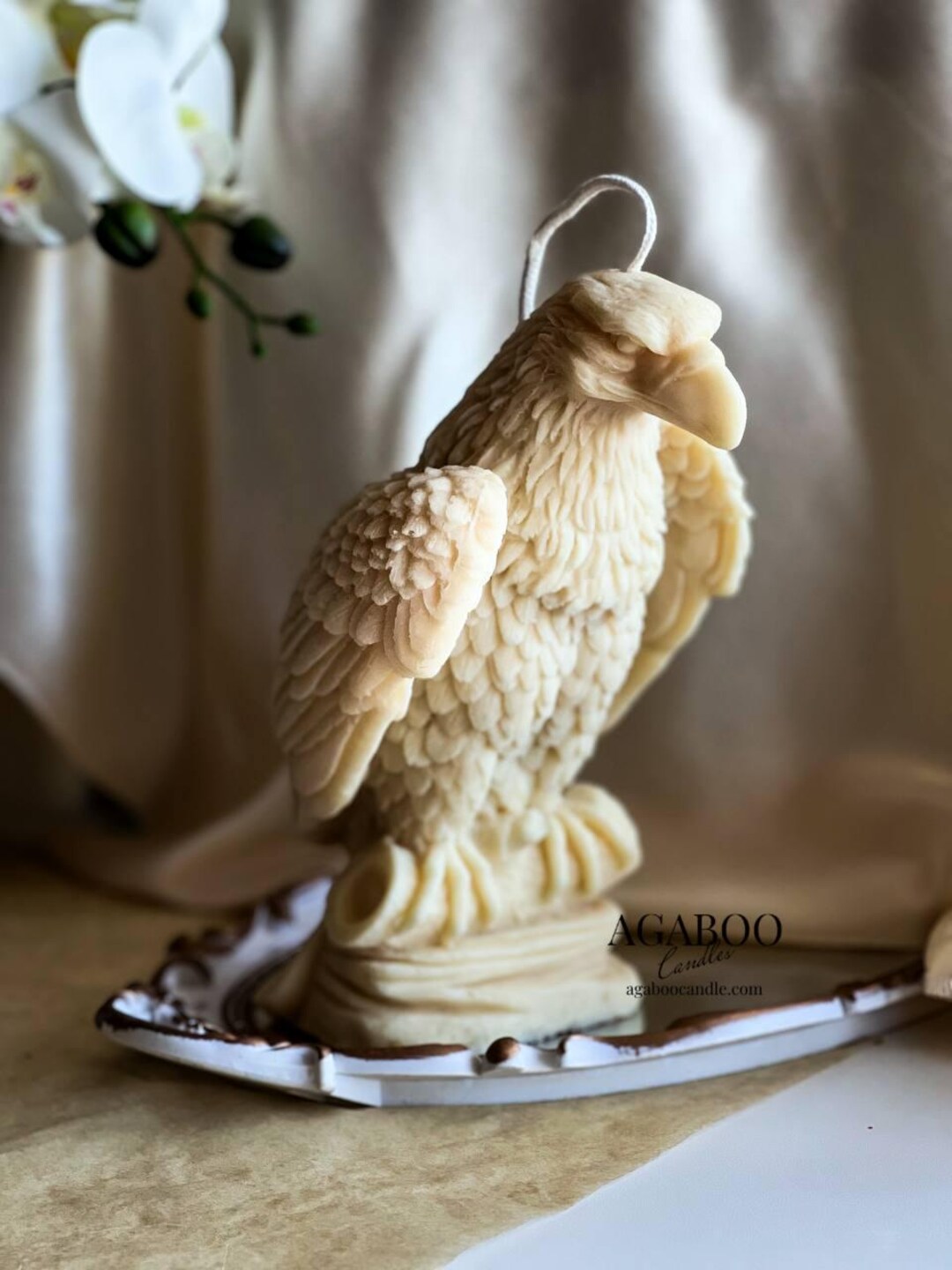 Large Eagle Candle Sitting on Branch Animal Candle Handmade Sculptural ...