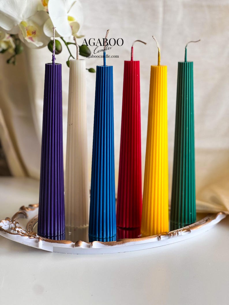 Stylish Ribbed Pillar Candle - Add a Touch of Warmth - Christmas Candle ...