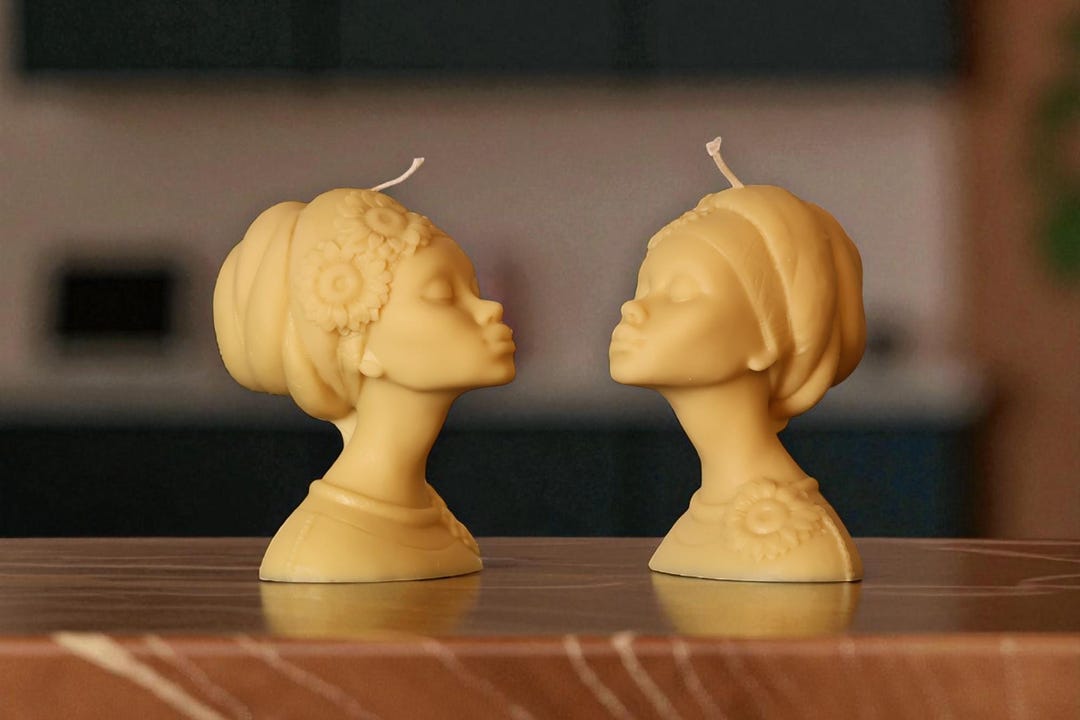 Afro Lady Bust Candle – Handmade Soy Candle Sculpture With Headwrap ...