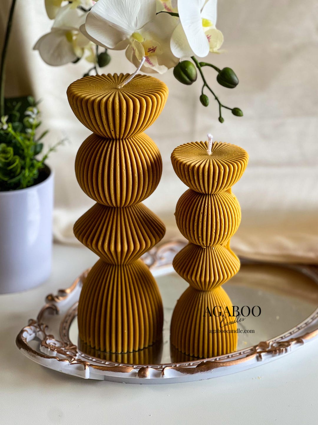Oversized Ribbed Pillar Candles in Two Sizes - Statement Candles Decor ...