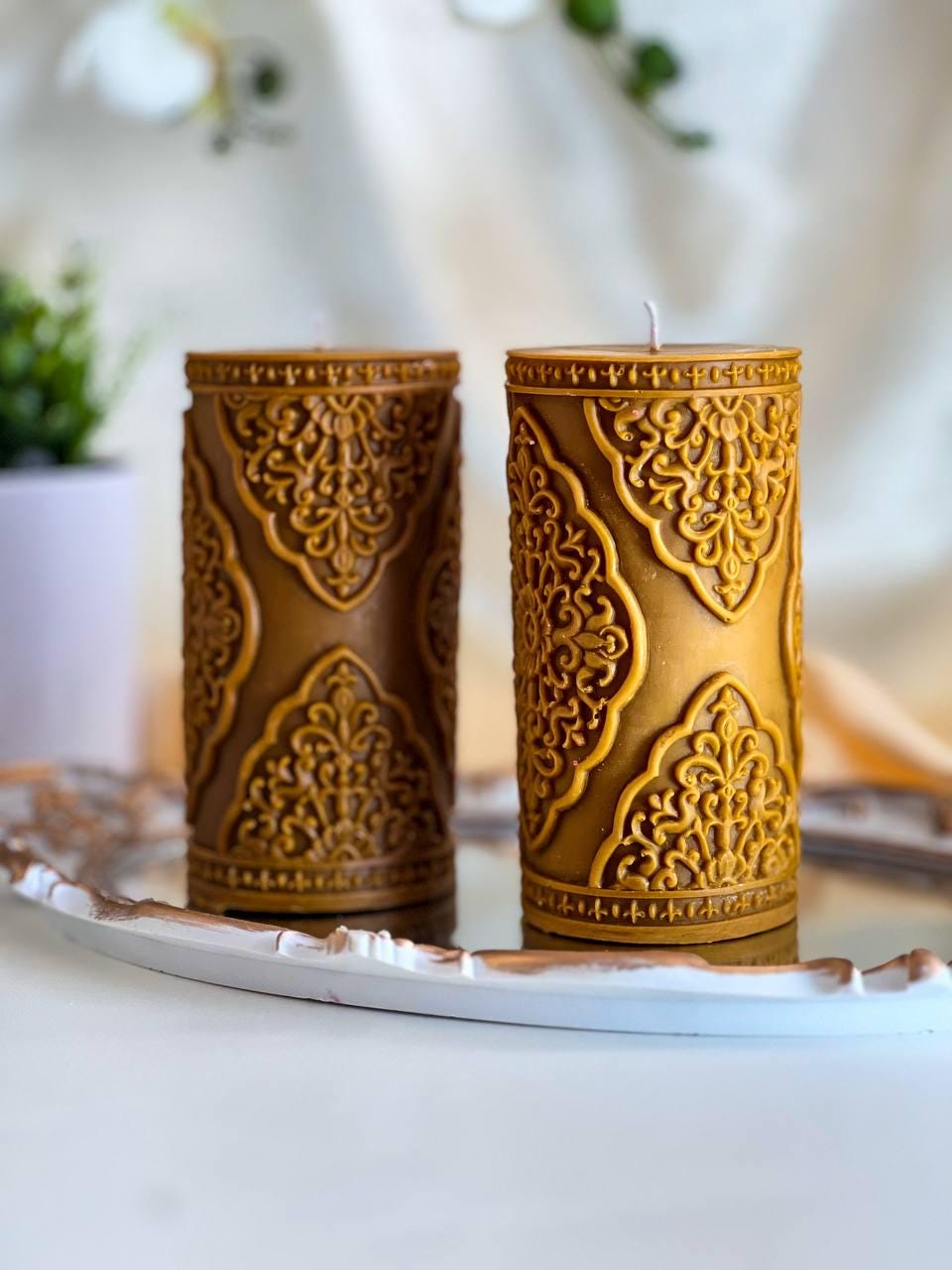 Elegant Vintage Lace Pillar Candle for Home Decor - Perfect Candle Gift ...