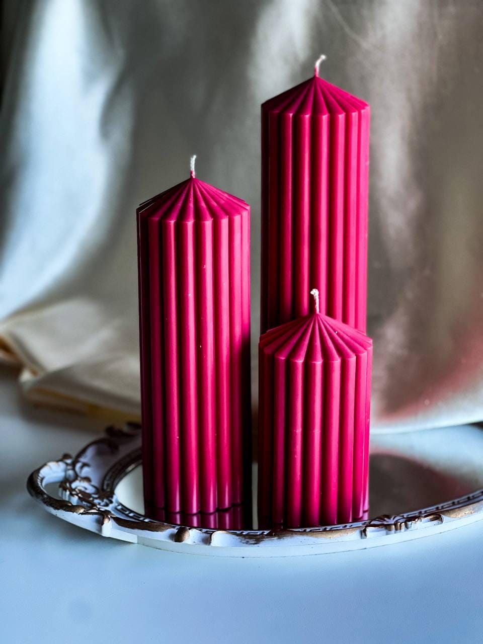Extra Large Textured Ribbed Pillar Candle - Elegant Home Decor ...