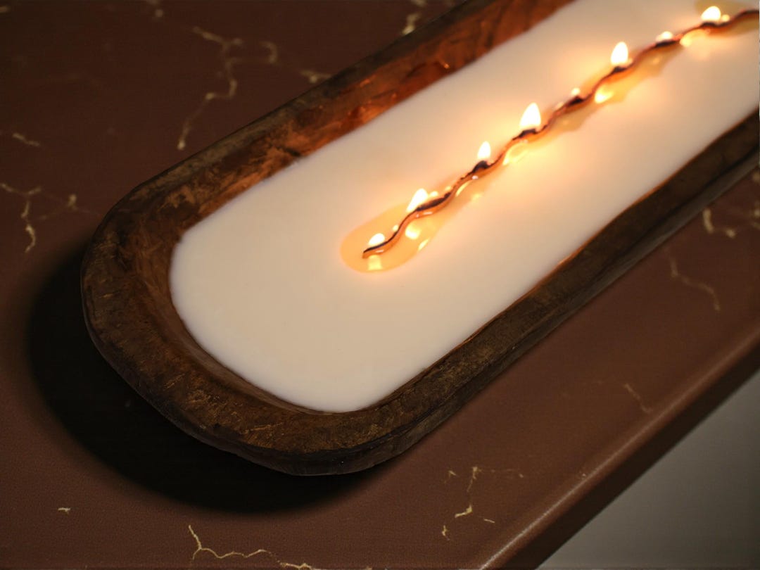 Huge Wooden Dough Bowl Candle – Soy Candle With Wavy Wick – Rustic Home ...