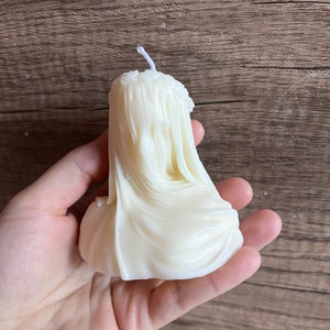 Virgin Veiled Lady Candle – Handmade Small Soy Wax Bust, Mystical ...