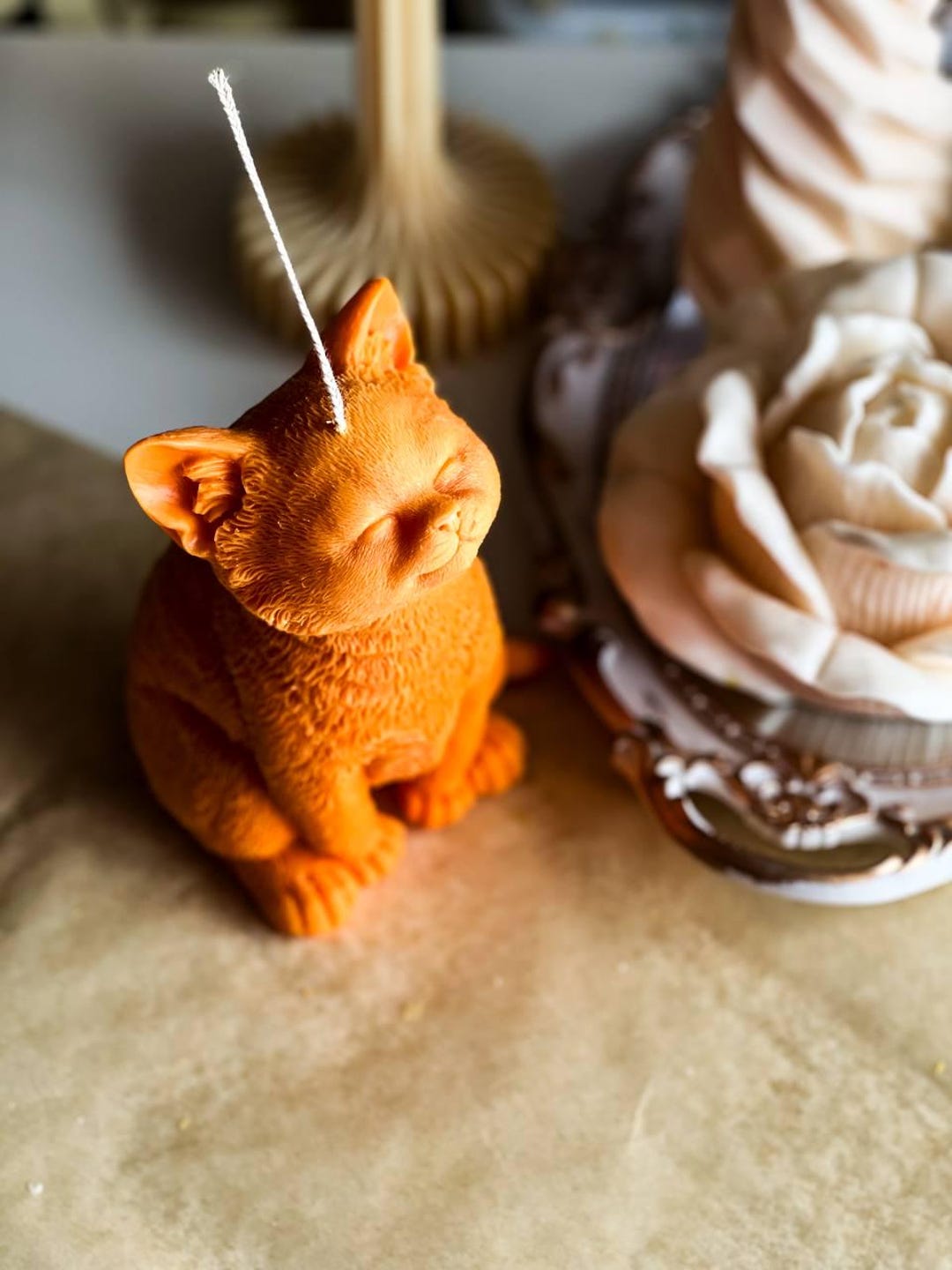Handmade Cute Cat Candle - Animal Candle - Cats Lover Gift - Sculptural ...