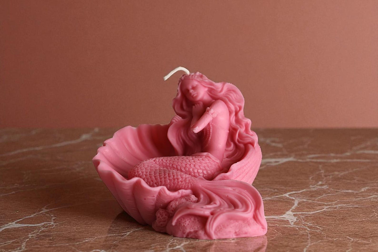 Mermaid Shell Candle – Handmade Soy Candle With Sleeping Mermaid in ...