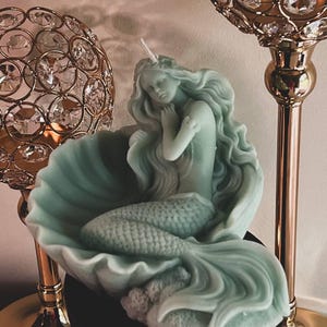 Mermaid Shell Candle – Handmade Soy Candle With Sleeping Mermaid in ...