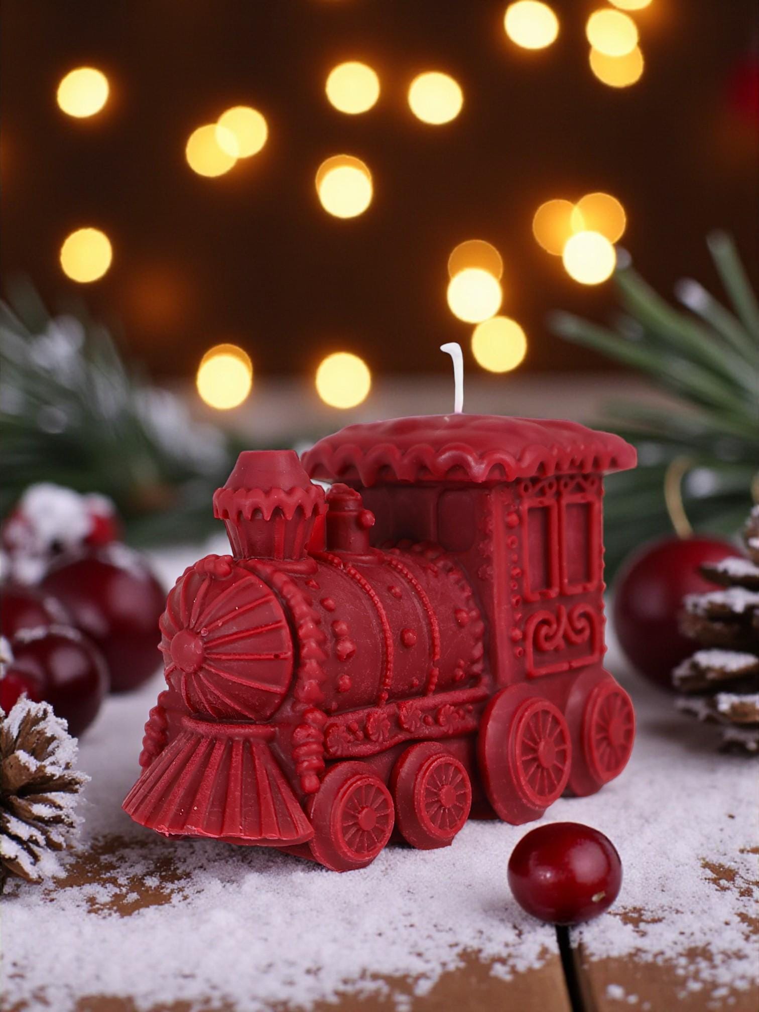 Christmas Train Candle | Festive Locomotive Shaped Soy Candle | Holiday ...