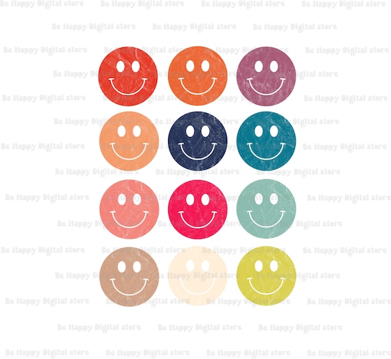 Retro Smiley Face Designs PNG İnstant Digital Download for - Etsy