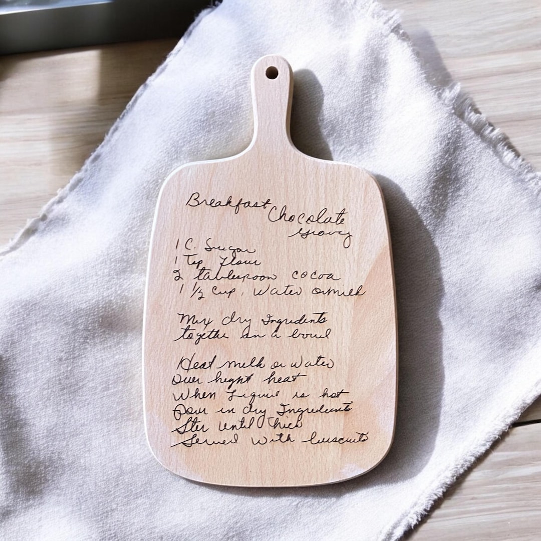 Custom Laser Engraved Recipe Cutting Board – Handwritten or Typed ...